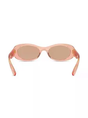 Miu Miu Logo-lettering Oval-frame Sunglasses - Pink