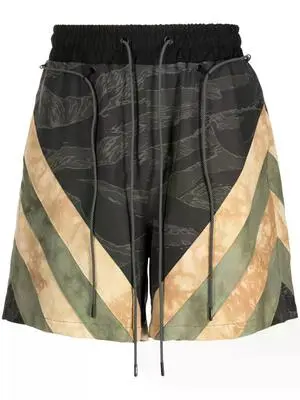 MOSTLY HEARD RARELY SEEN Graphic-print Cotton Track Shorts - Multicolour