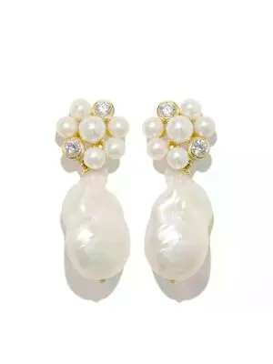 Completedworks 18kt -plated Lightdrops Pearl And Zirconia Drop Earrings - Gold