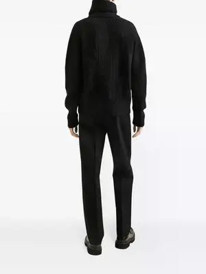 Dolce & Gabbana Half Zip Ribbed Knit Sweater