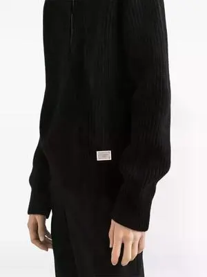 Dolce & Gabbana Half Zip Ribbed Knit Sweater