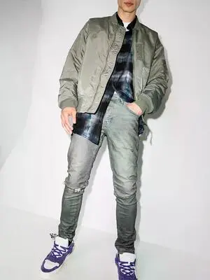 PURPLE BRAND Distressed Mid-rise Straight Leg Jeans