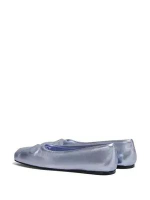 Marni Metallic Ballerina Shoes With Bow Detailing - Blue