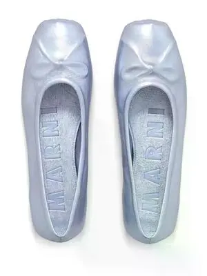 Marni Metallic Ballerina Shoes With Bow Detailing - Blue