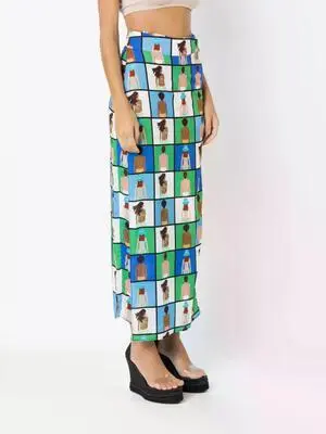 AMIR SLAMA Graphic-print Midi Skirt