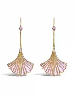 PRAGNELL 18kt Yellow Wildflower Ginkgo Tsavorite And Diamond Earrings - Gold
