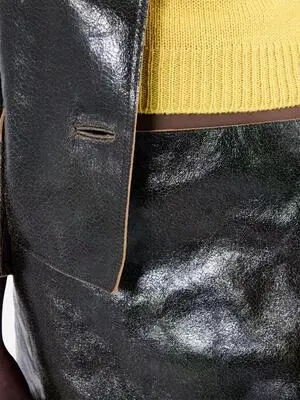 Prada Cracked-effect Leather Midi Skirt