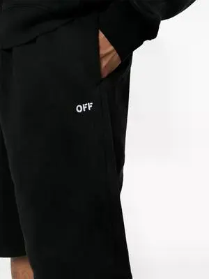 Off-White Diag-stripe Cotton Shorts - Black