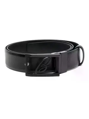 Brioni Leather Belt With Logo Buckle - Black