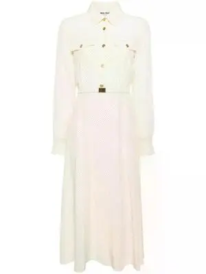 Miu Miu Micro-dot Crepe Midi Dress