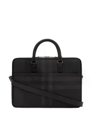 Burberry Ainsworth Briefcase With Iconic Check Pattern