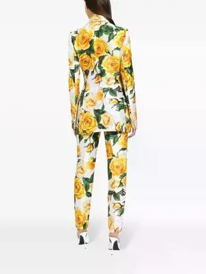 Dolce & Gabbana Rose Print High-waisted Trousers