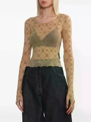 MARINE SERRE Monogram Crewneck Top - Neutrals