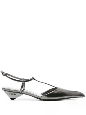Prada Metallic Calf Leather Mules
