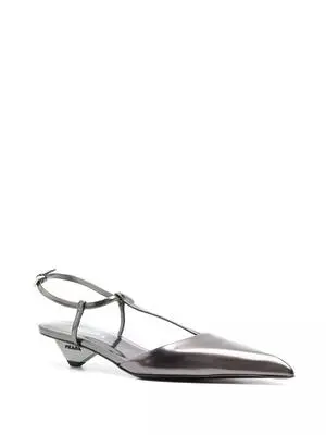 Prada Metallic Calf Leather Mules