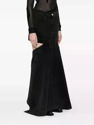 Attico Denim Midi Skirt