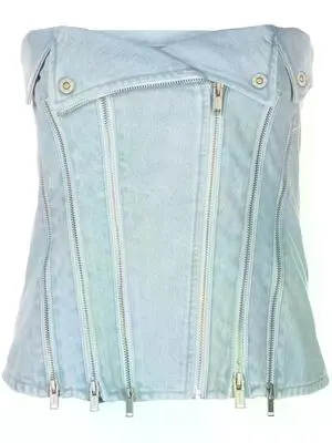 DION LEE Strapless Denim Top - Blue
