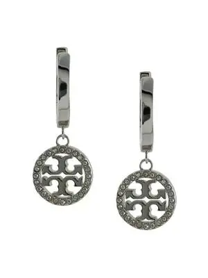 Tory Burch Icon Pavé Hoop Earrings - Silver