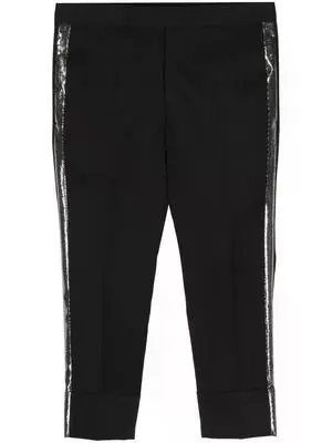 SAPIO Pressed-crease Wool Tapered Trousers - Black
