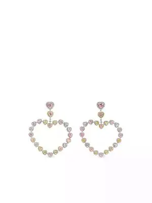ANABELA CHAN 18kt White Gold Vermeil Love Heart Diamond Earrings - Silver