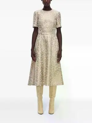 Adam Lippes Evangeline Leopard Print Midi Dress - Neutrals