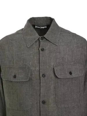 Palm Angels Logo-print Linen Overshirt