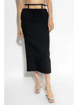 Attico Belted Crepe Midi Skirt