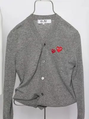 Play Comme Des Garcon Wool Cardigan - Grey