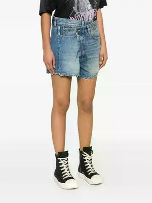 R13 Frayed Denim Shorts