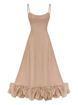 POST MERIDIEM Flounce Bustier Midi Dress