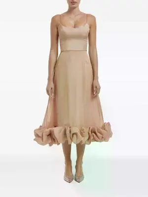 POST MERIDIEM Flounce Bustier Midi Dress