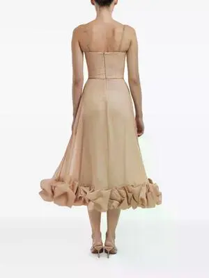 POST MERIDIEM Flounce Bustier Midi Dress