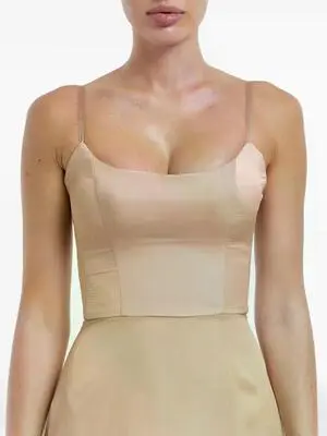 POST MERIDIEM Flounce Bustier Midi Dress