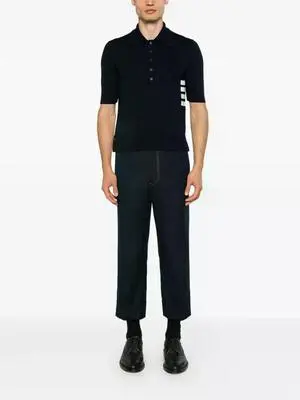 Thom Browne 4-bar Knitted Polo Shirt - Blue