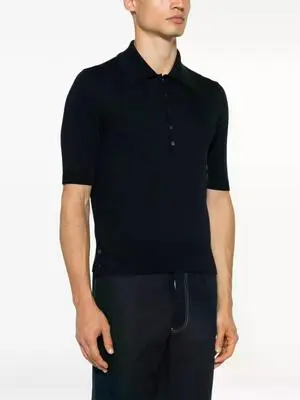 Thom Browne 4-bar Knitted Polo Shirt - Blue