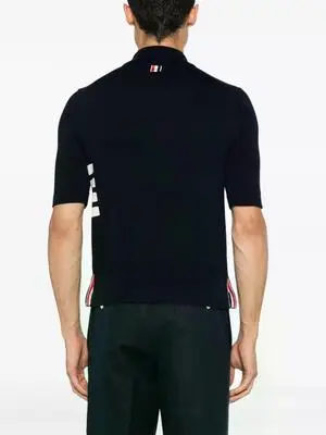 Thom Browne 4-bar Knitted Polo Shirt - Blue