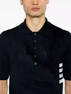 Thom Browne 4-bar Knitted Polo Shirt - Blue