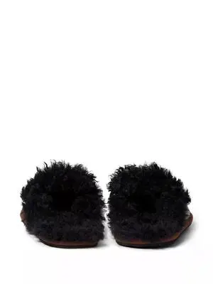 Stella McCartney Logo Plaque Faux Fur Lined Slippers - Brown