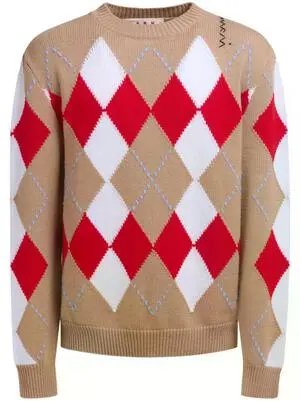 Marni Argyle Intarsia-knit Jumper - Neutrals