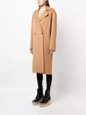 Stella McCartney Double-breasted Wool Coat - Brown