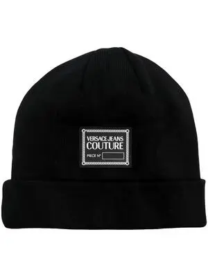 Versace Logo-patch Turn-up Brim Beanie - Black