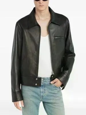 COURREGES Zip-up Leather Jacket