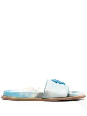 Roberto Cavalli Mirror Snake Leather Slides