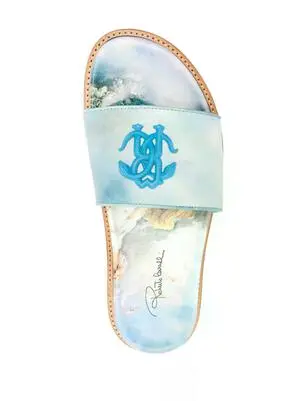 Roberto Cavalli Mirror Snake Leather Slides