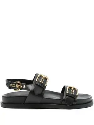 Agl Leather Buckle-fastening Slingback Sandals - Black