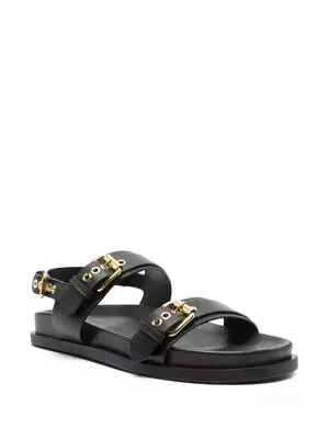 Agl Leather Buckle-fastening Slingback Sandals - Black