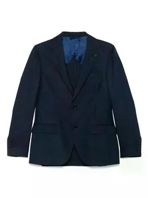 LARDINI Brooch-detail Blazer - Blue