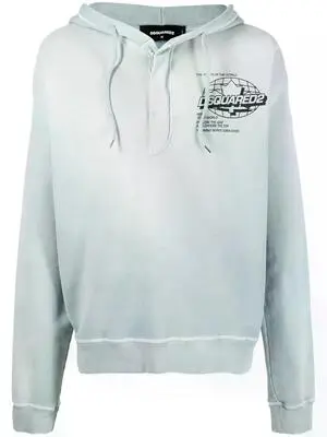 Dsquared2 Logo-print Cotton Hoodie - Blue