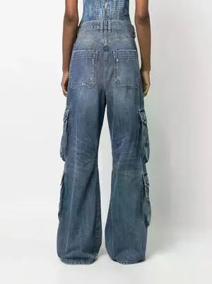 DIESEL® D-sire Relaxed Fit Low Waist Wide Leg Cargo Jeans - Blue
