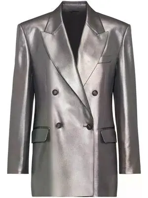 Brunello Cucinelli Double-breasted Metallic Blazer